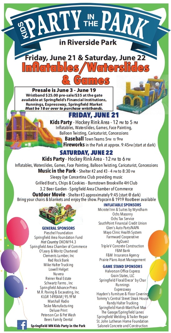 Springfield MN Kids Party in the Park will be held today and tomorrow ...